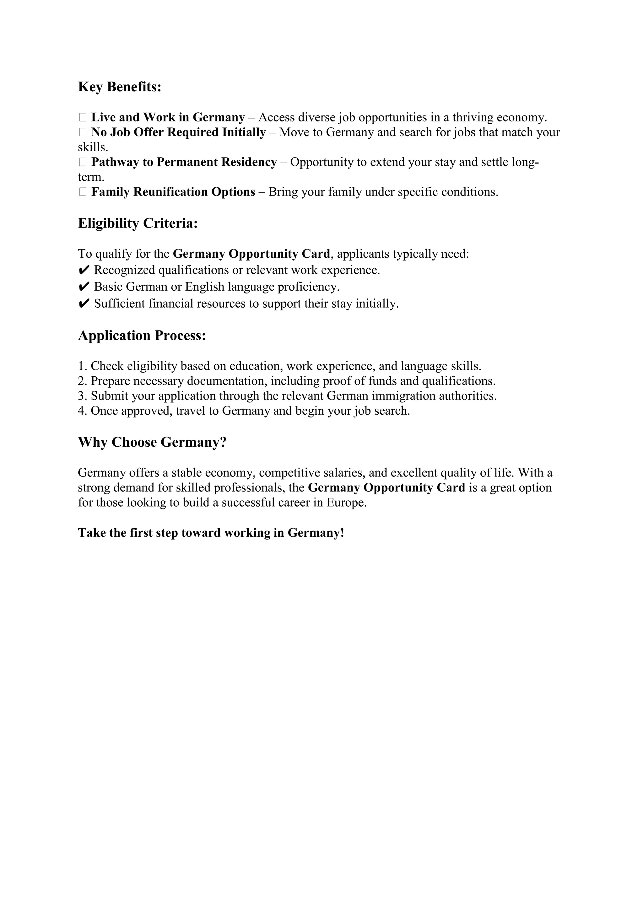 Germany Opportunity Card (Chancenkarte) Guide | PDF