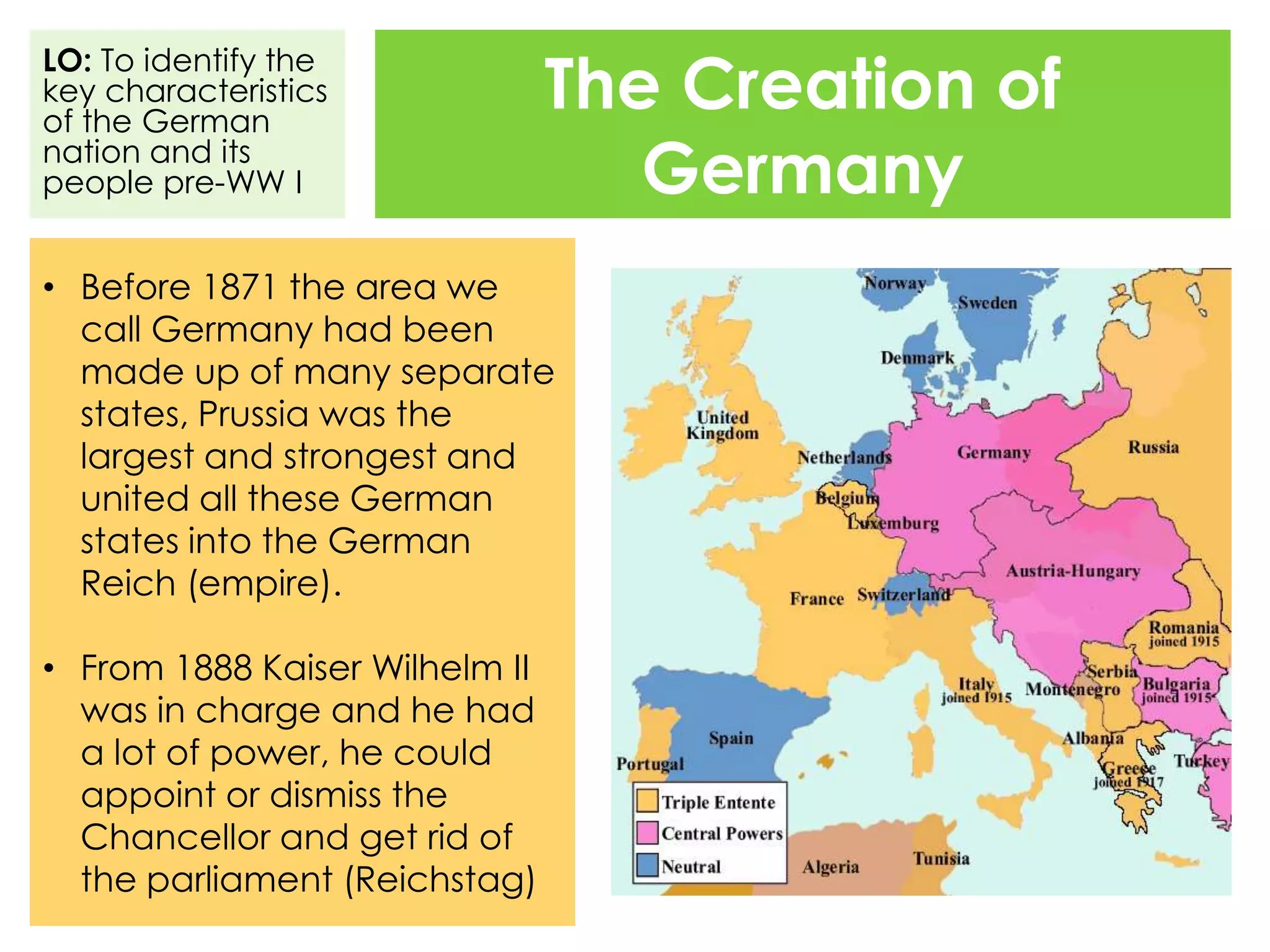 Germany pre 1918 & the end of WW1 | PPTX