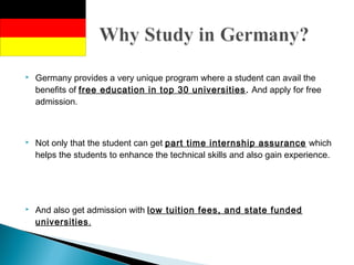 Study in Germany- Free Education in 30 state University | PPT