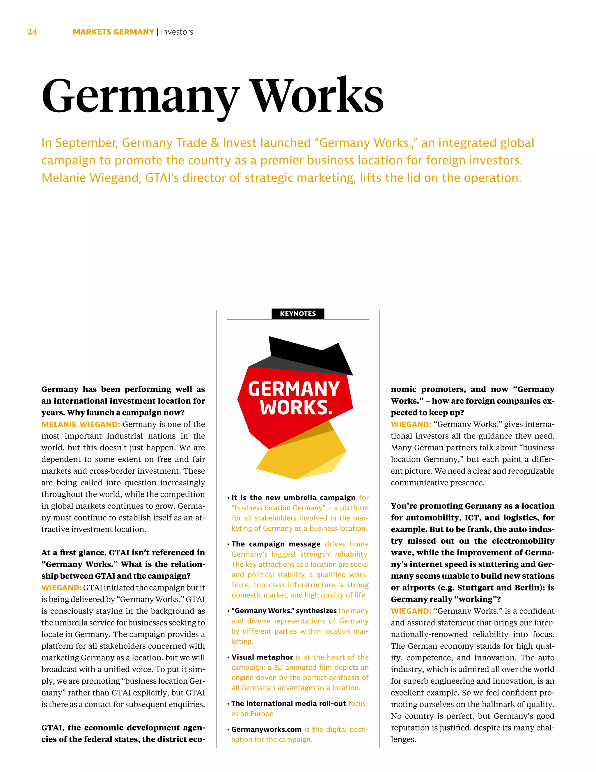 Germany Works - Interview Melanie Wiegand | PDF