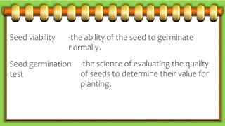 Seed Germination Testing using rag-doll and seed box method | PPTX