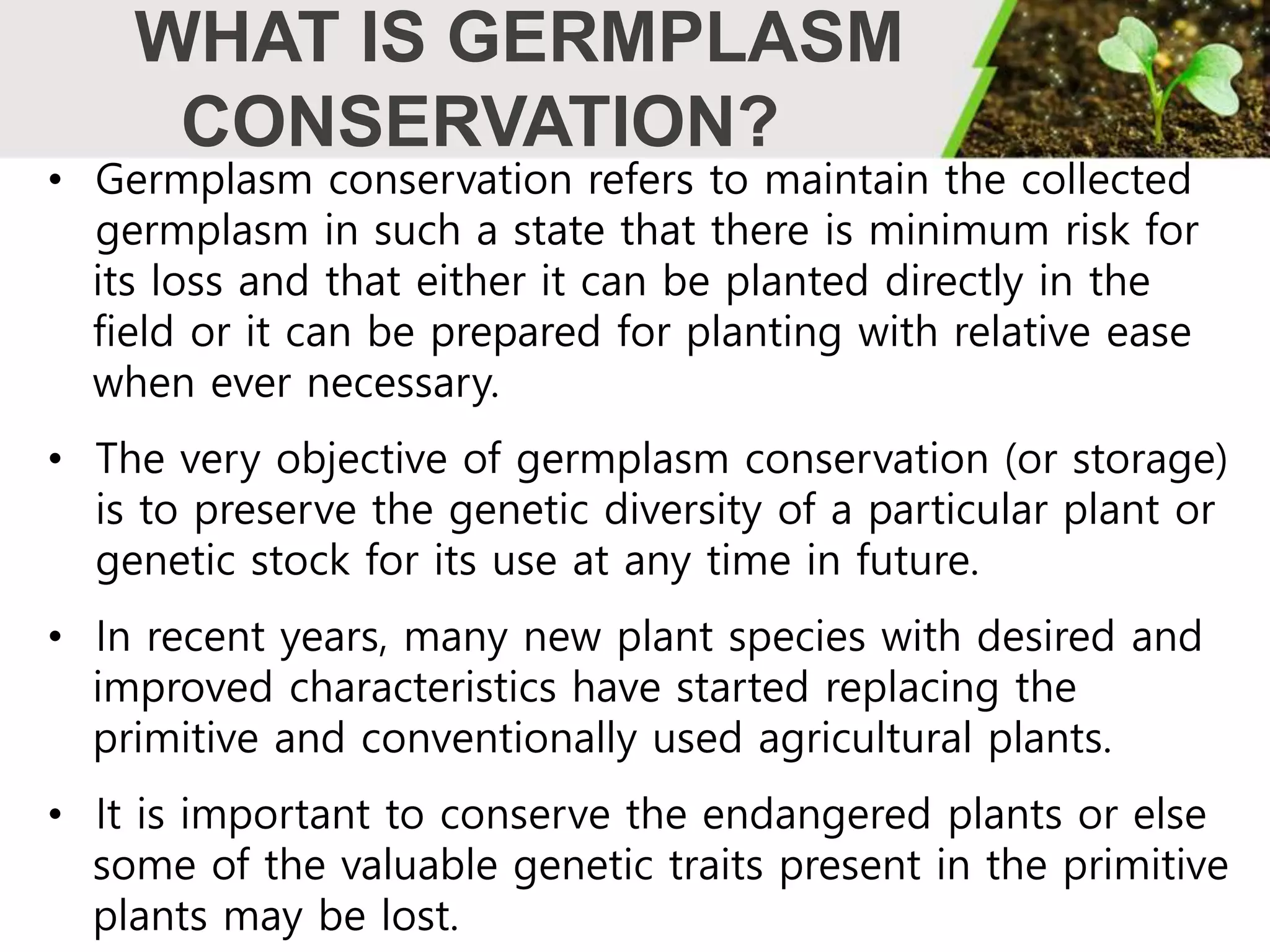 Germplasm and cryopreservation | PPTX