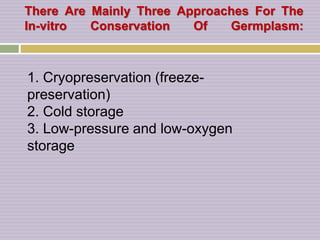 Germplasm Conservation || Presented by Mamoona Ghaffar | PPT