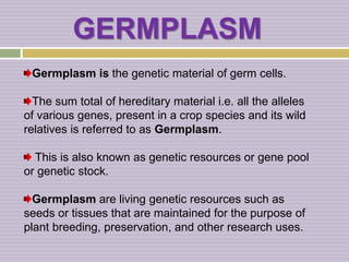 Germplasm Conservation || Presented by Mamoona Ghaffar | PPT