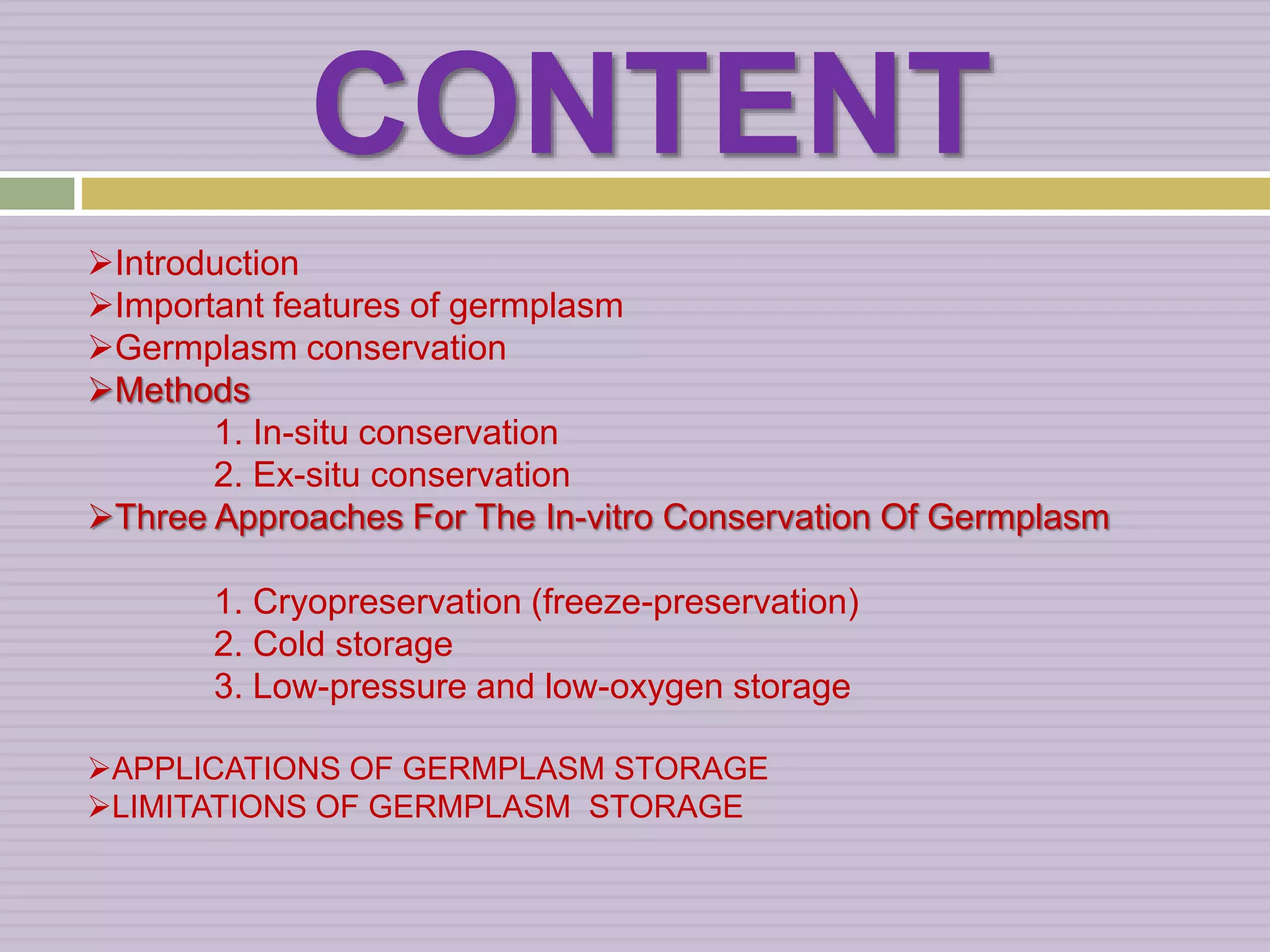 Germplasm Conservation || Presented by Mamoona Ghaffar | PPTX