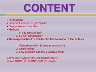 Germplasm Conservation || Presented by Mamoona Ghaffar | PPTX