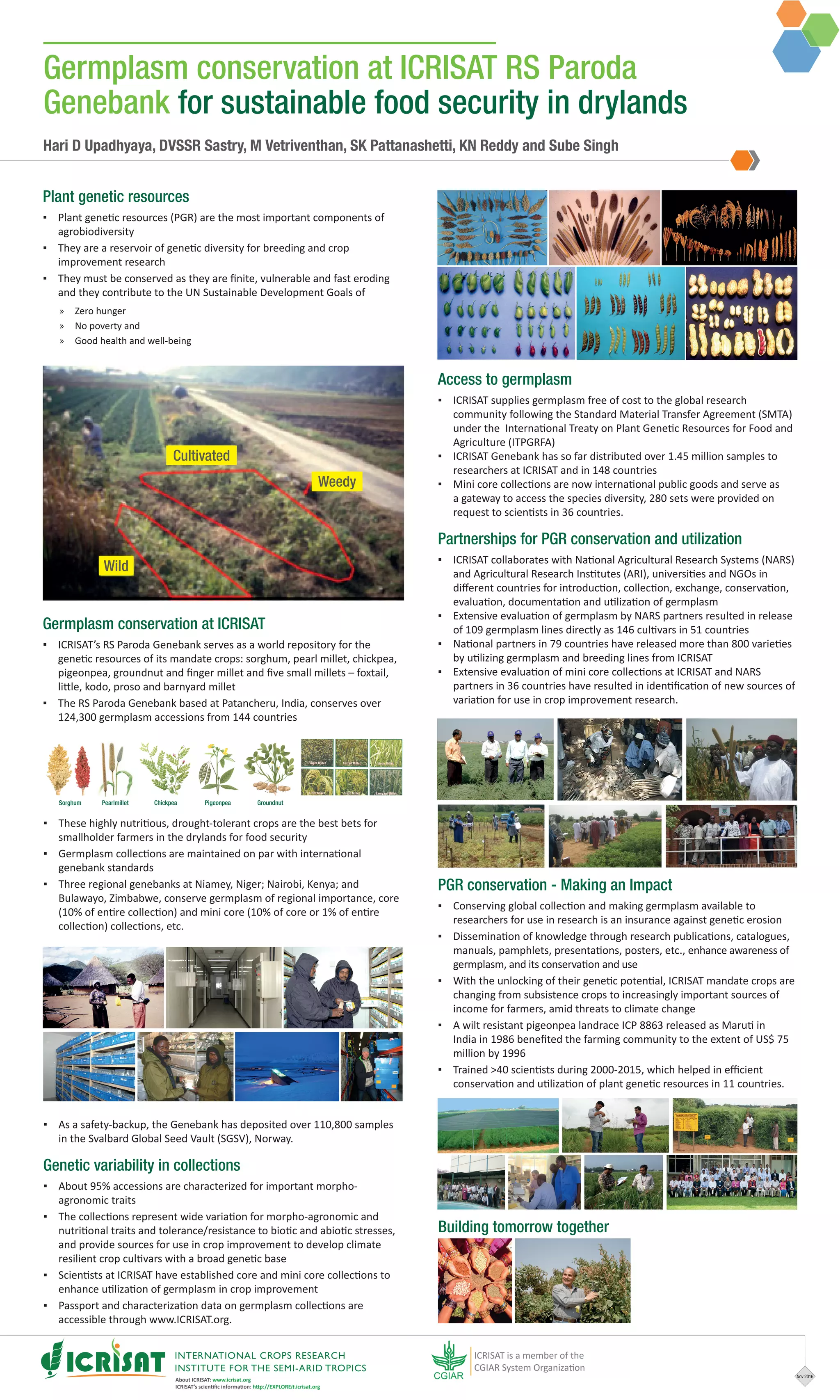 Germplasm conservation at ICRISAT RS Paroda Genebank - for sustainable ...