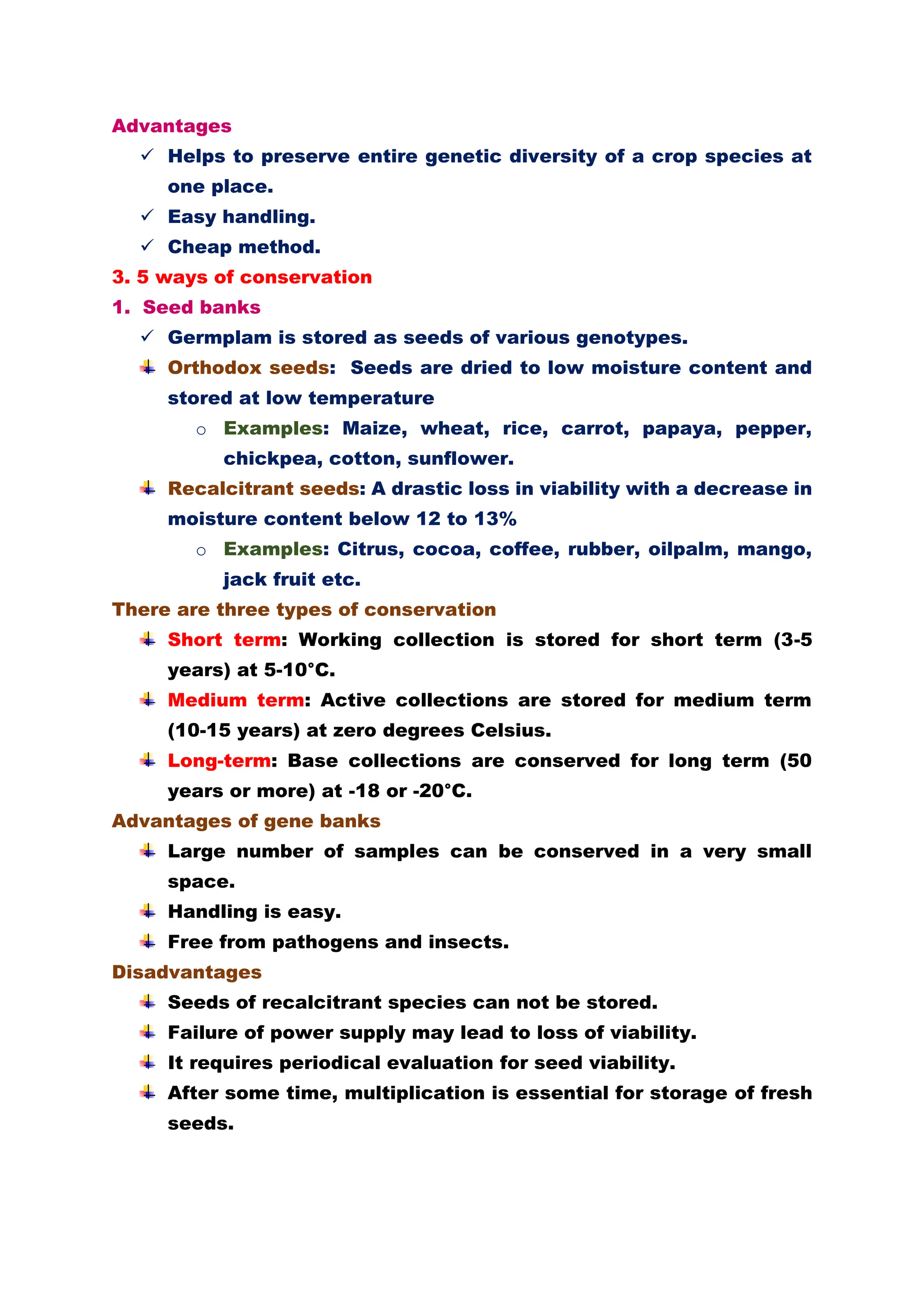 Germplasm Conservation, Evaluation, Documentation, Distribution and ...