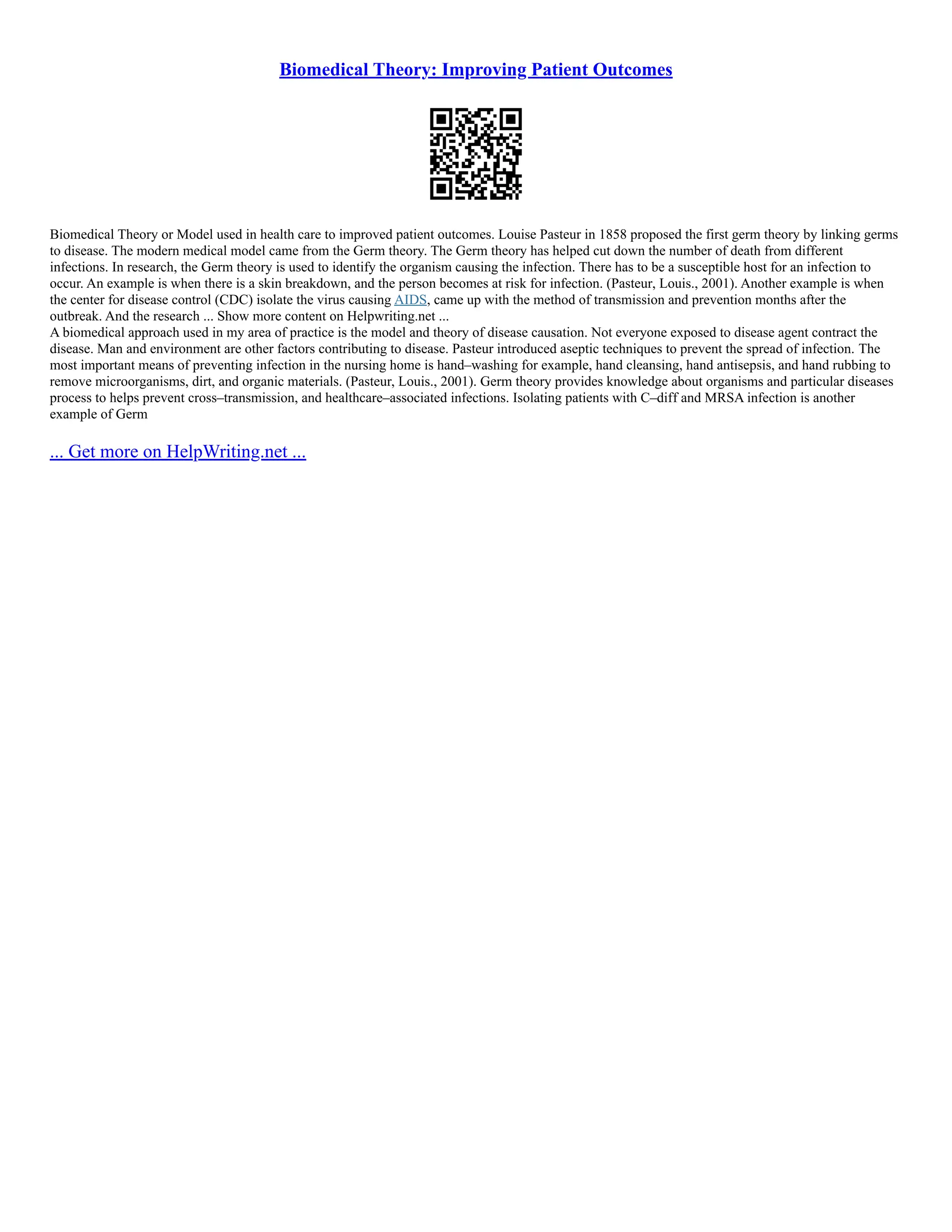 Germ Theory Of Disease By Robert Koch And Louis Pasteur | PDF