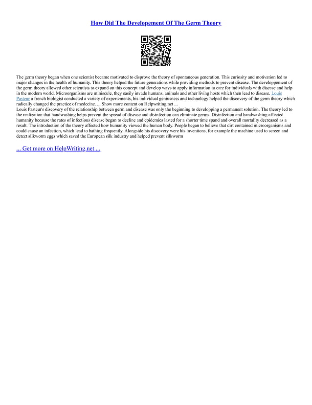 Germ Theory Of Disease By Robert Koch And Louis Pasteur | PDF ...