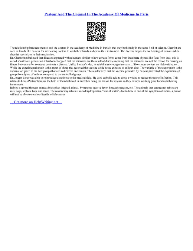 Germ Theory Of Disease By Robert Koch And Louis Pasteur | PDF ...