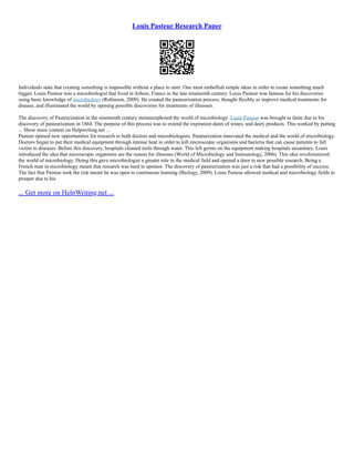 Germ Theory Of Disease By Robert Koch And Louis Pasteur | PDF