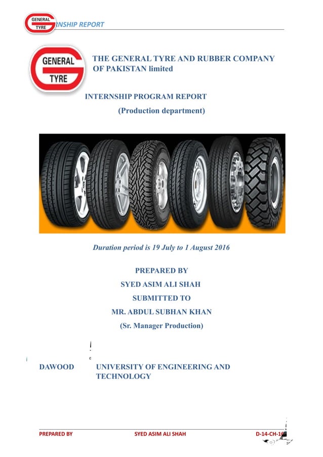 GENERAL TYRE INTERNSHIP REPORT | PDF | Chemistry | Science