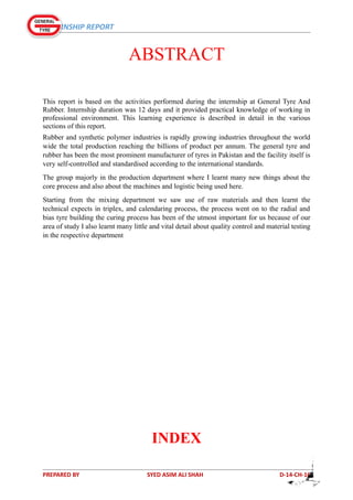 GENERAL TYRE INTERNSHIP REPORT | PDF