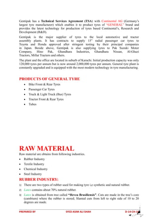 GENERAL TYRE INTERNSHIP REPORT | PDF