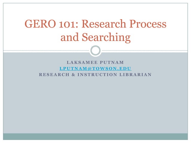 Gerontology 101 | PPT