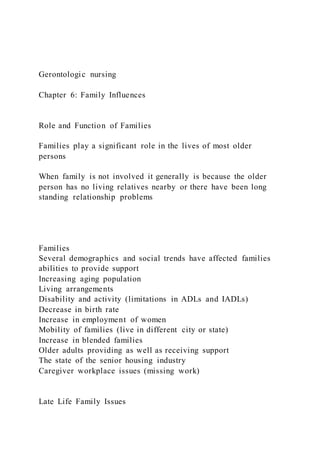 Gerontologic nursingChapter 6 Family InfluencesRole a | DOCX