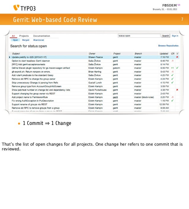 Using Gerrit Code Review in an Open Source Project