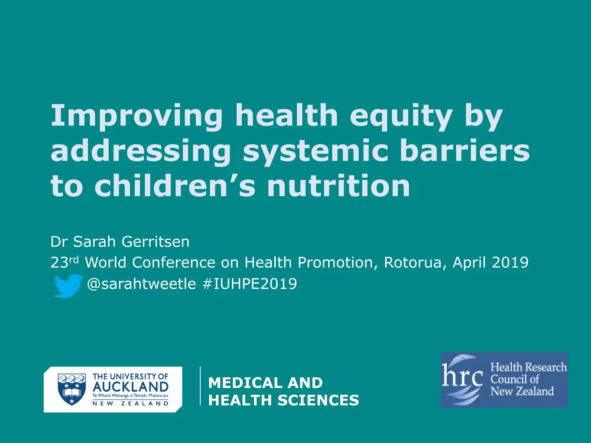 IUHPE Presentation: Improving health equity by addressing systemic ...