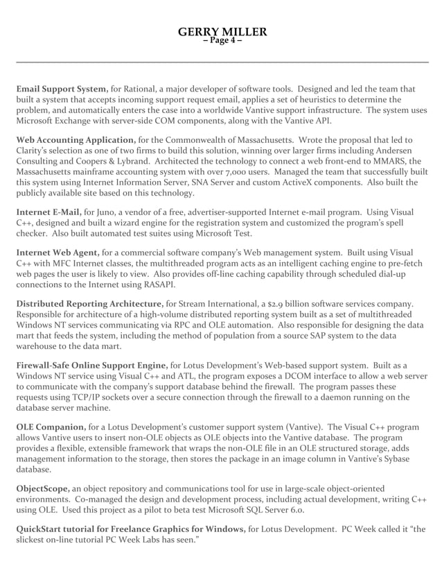 Gerry Miller Representative Projects | PDF