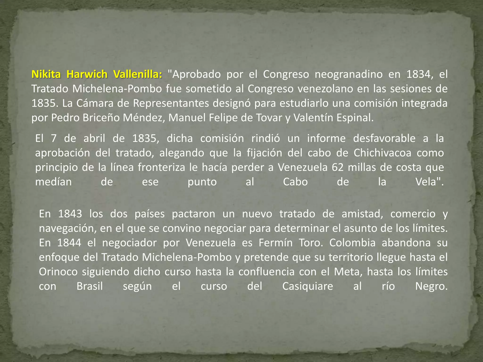 Tratado Michelena-Pombo 1833 | PPTX