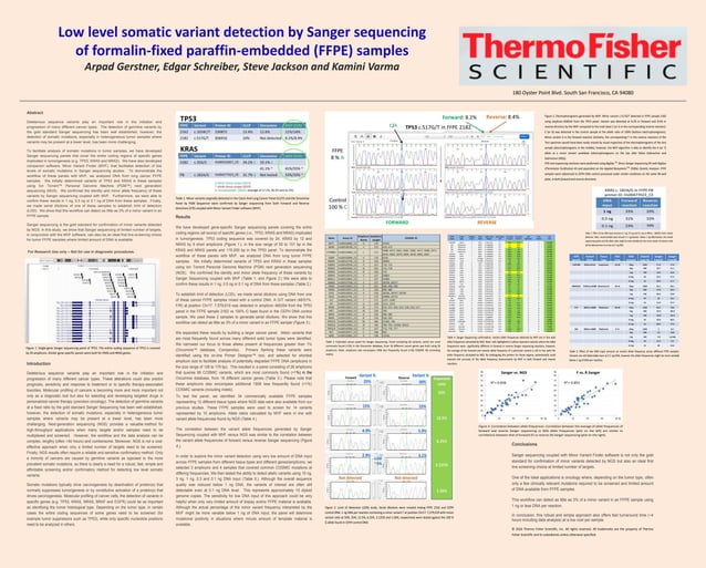 Low level somatic variant detection by Sanger sequencing of formalin ...