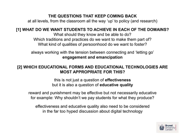 Gert Biesta: What really matters in education | PPTX | Education