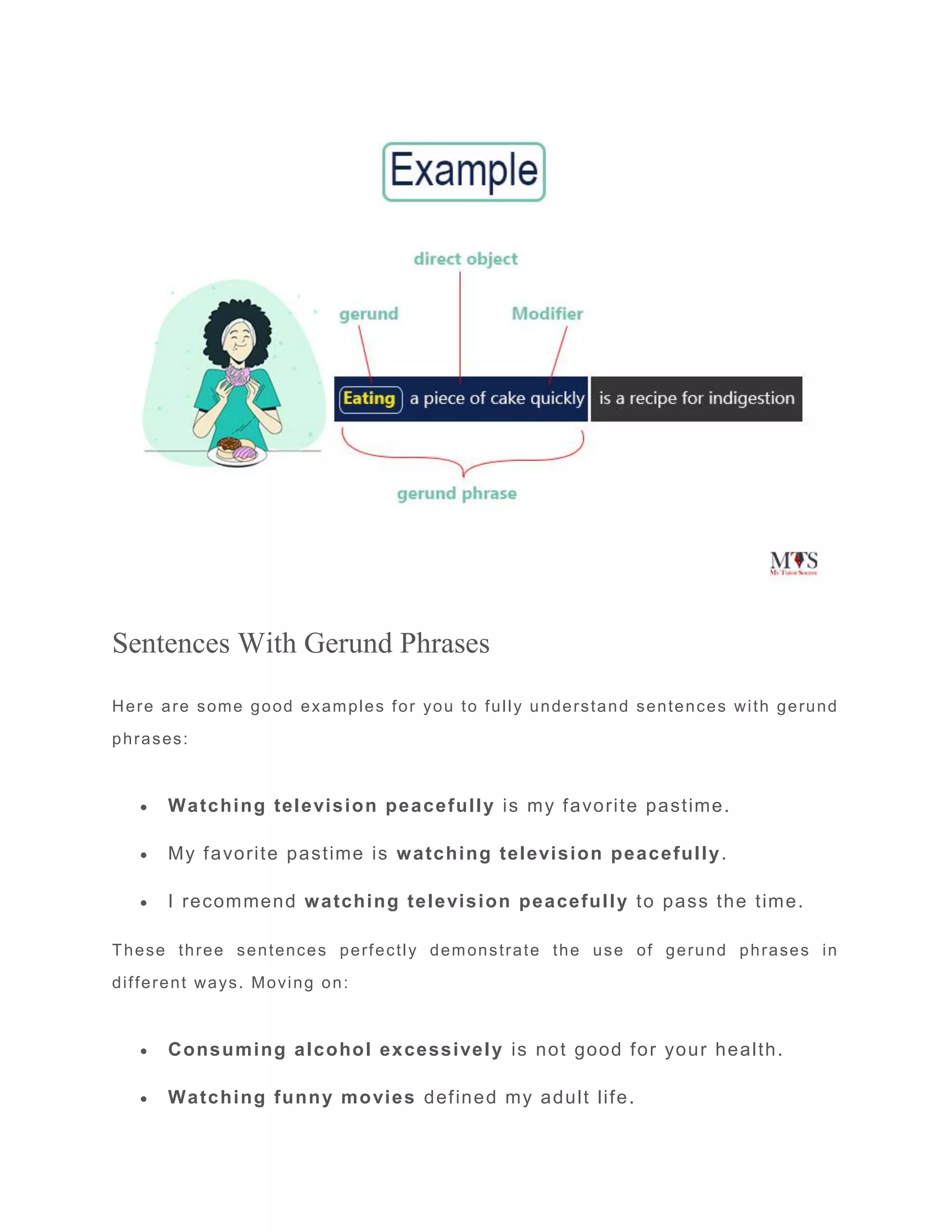 Gerund definition, examples, and gerund phrases | PDF