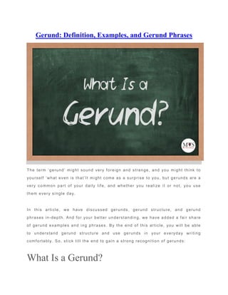 Gerund definition, examples, and gerund phrases | PDF