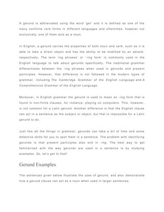 Gerund definition, examples, and gerund phrases | PDF