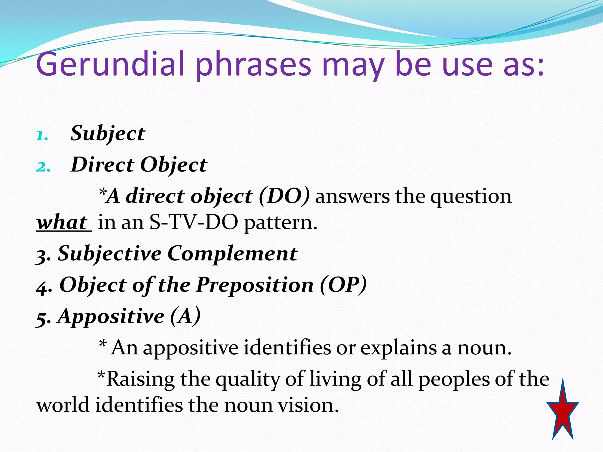 Gerund phrases | PPTX
