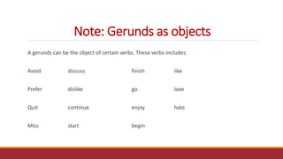 Gerunds: as subjects and objects | PPTX