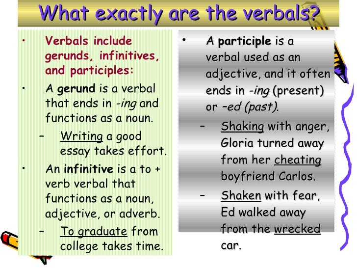 Verbals Gerunds Infinitives And Participles Contine