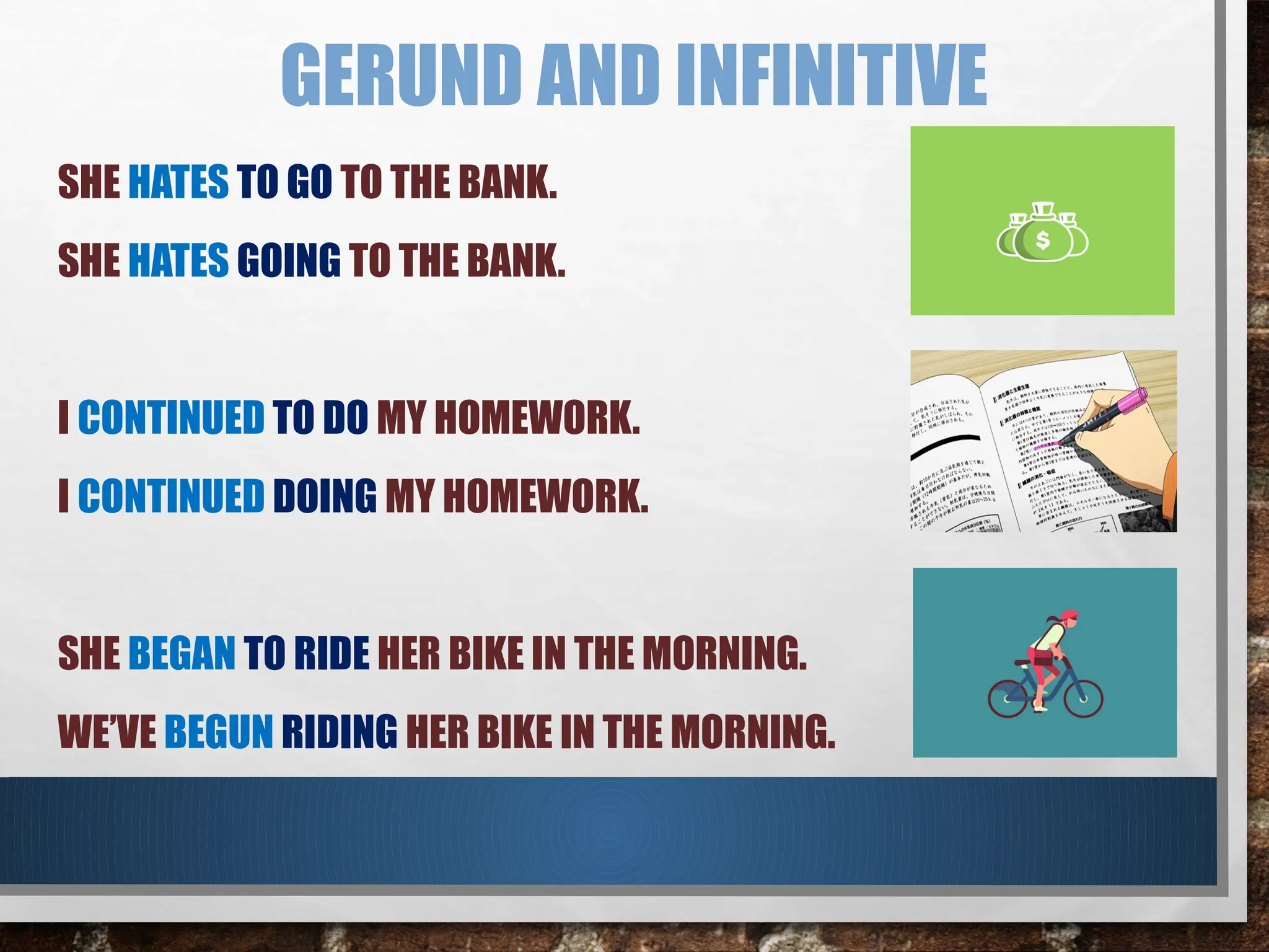 Gerunds and infinitives lesson for esl studetns | PPT