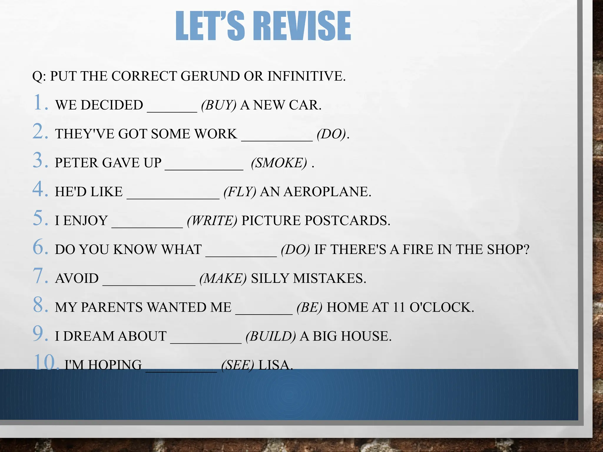 Gerunds and infinitives lesson for esl studetns | PPT