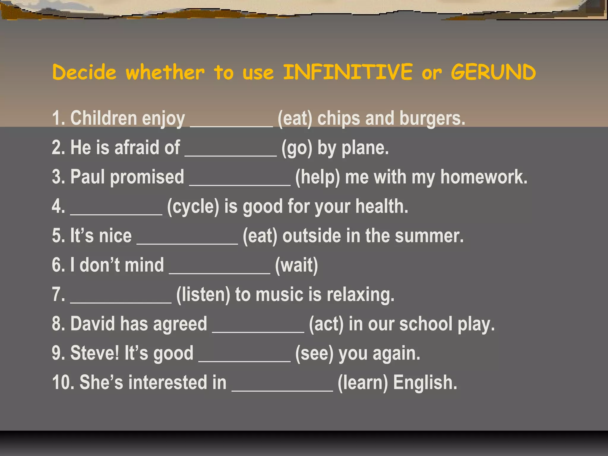 Gerunds and infinitives | PPT