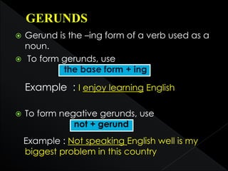 Gerunds and infinitives | PPT