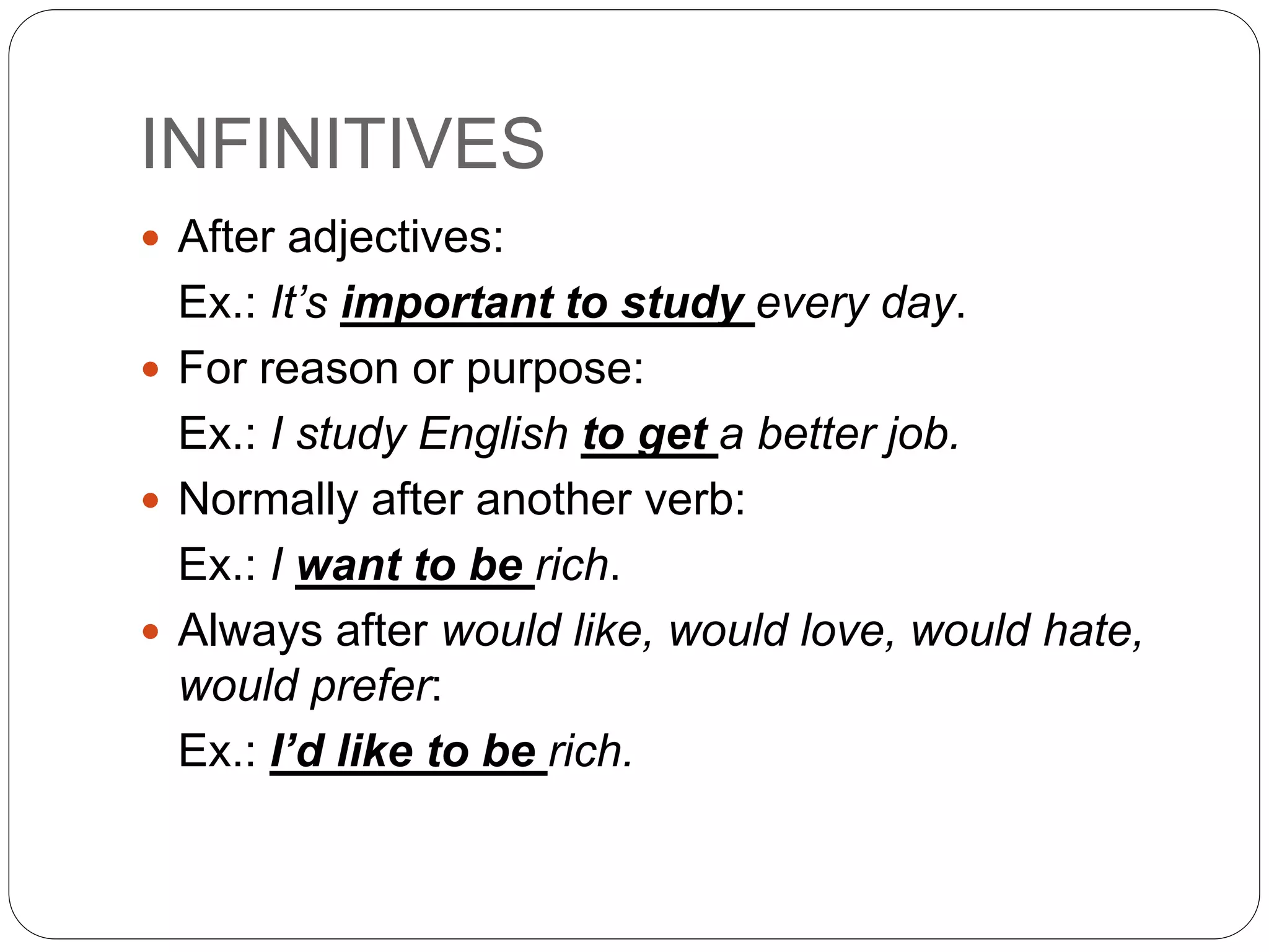 Gerunds and infinitives revised | PPTX