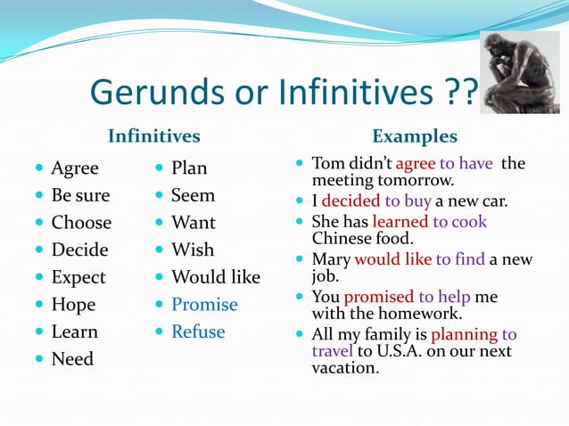 Gerunds and Infinitives After Certain Verbs | PPT