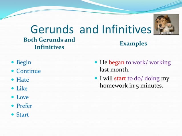 Gerunds and Infinitives After Certain Verbs | PPT