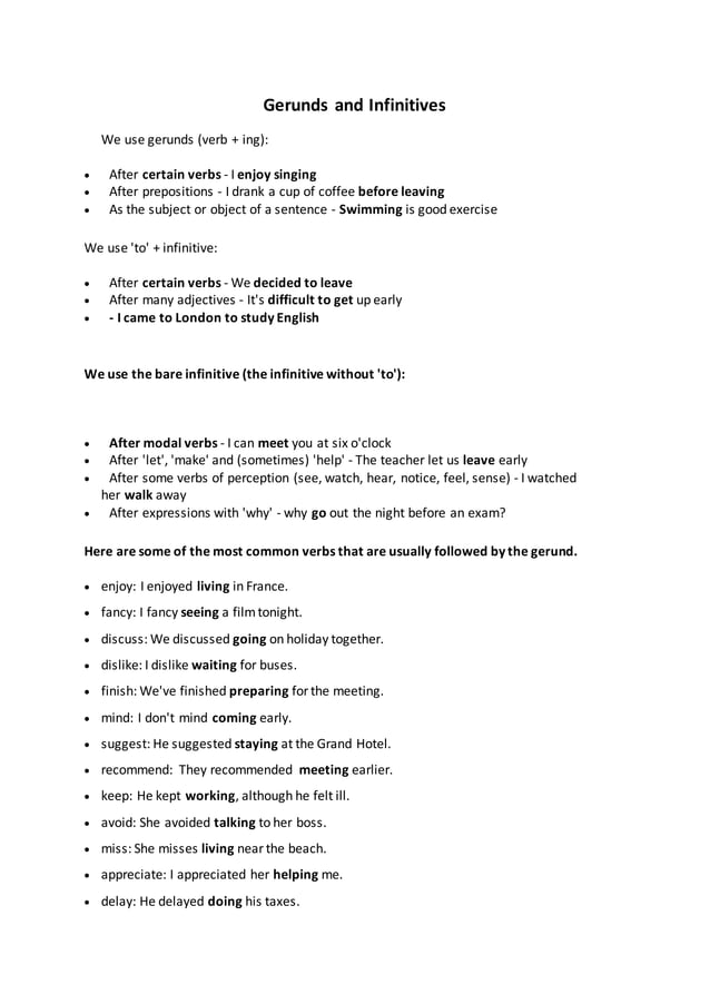 Gerunds and infinitives | DOC