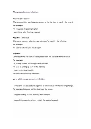 Gerunds and infinitives explanation | DOCX