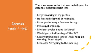Gerunds and infinitives grammar unit #8 | PDF