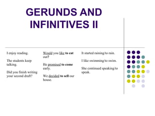Gerunds and infinitives ii | PPT | Education