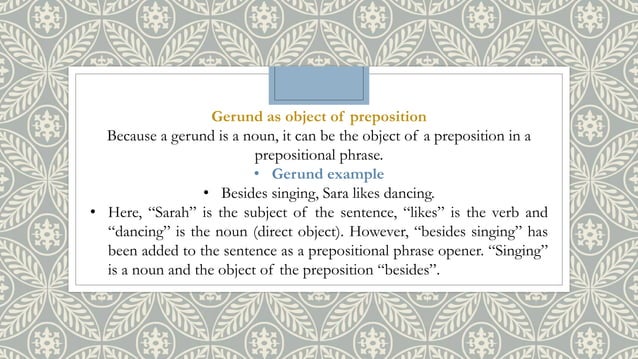 Gerunds as subjects and subject complements , gerunds as object | PPTX