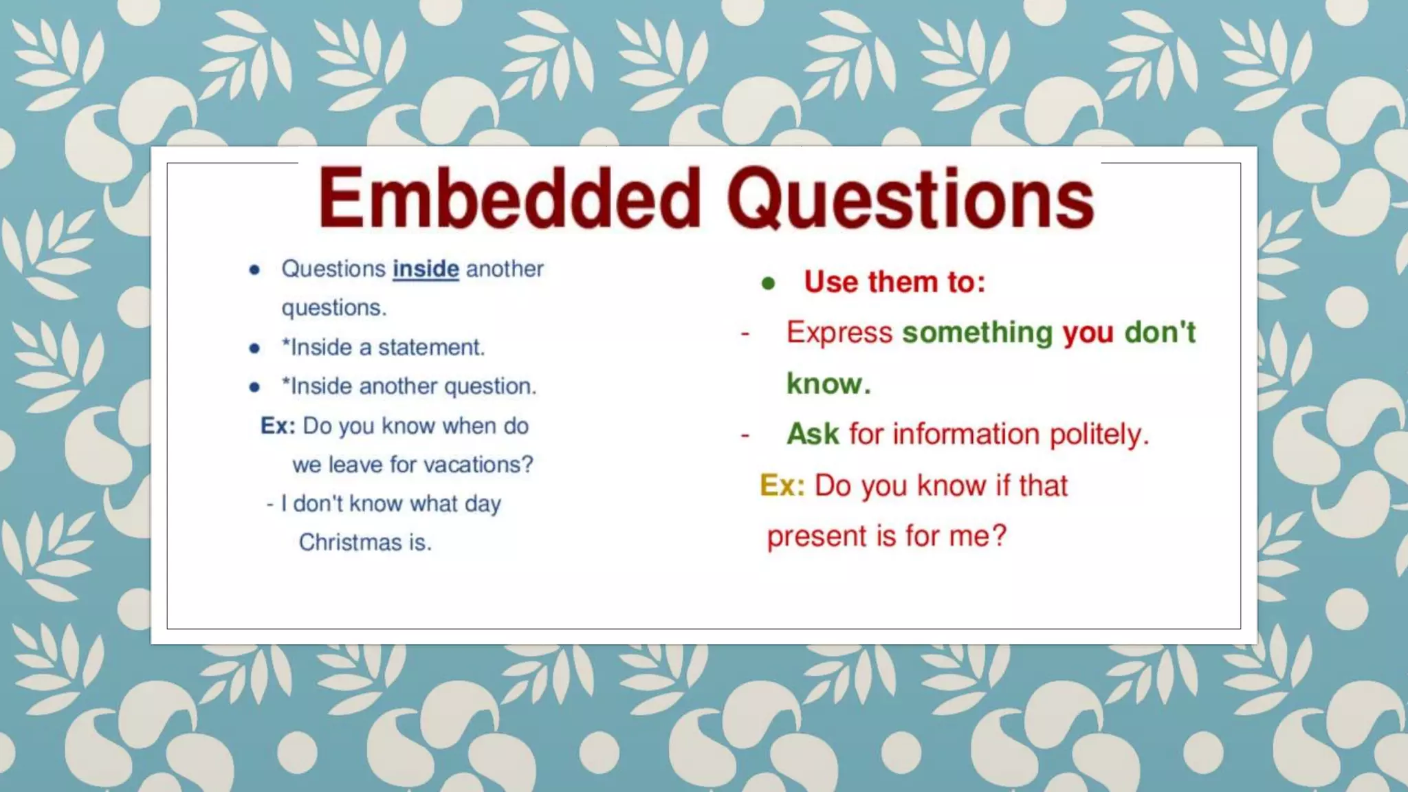 Embedded questions | PPT