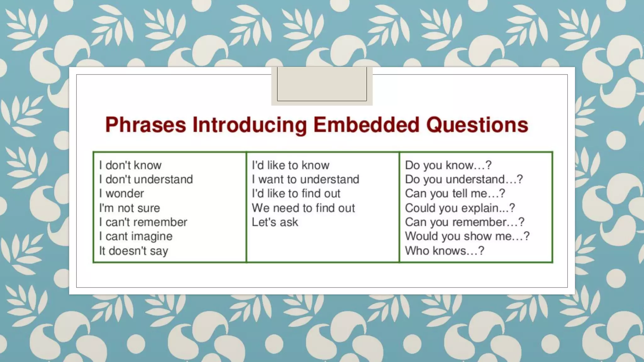 Embedded questions | PPT