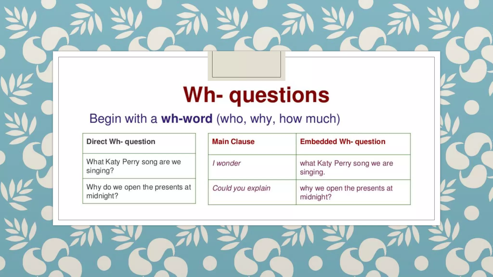 Embedded questions | PPTX