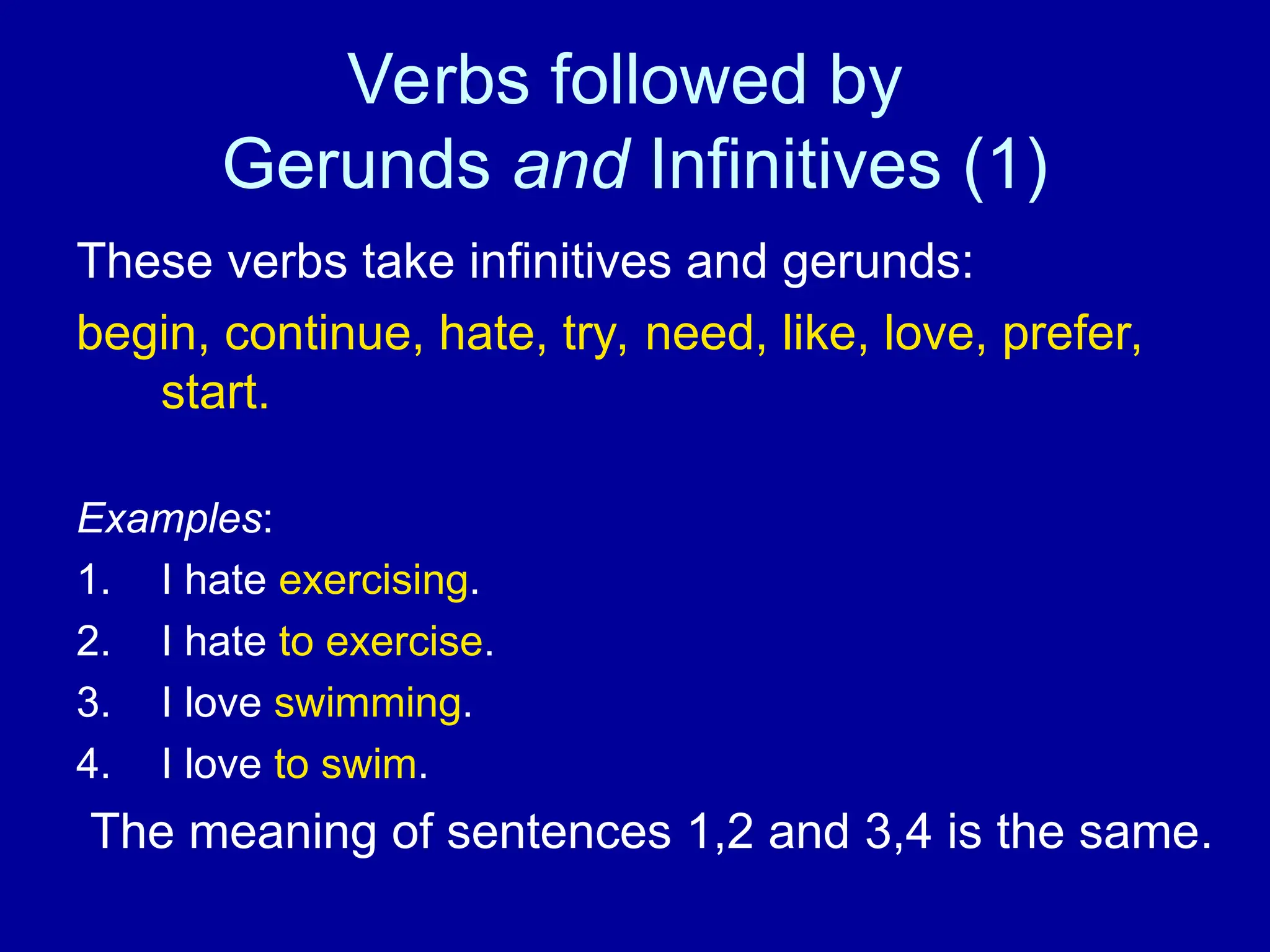 knowledge about Gerunds and infinitives in english | PPT