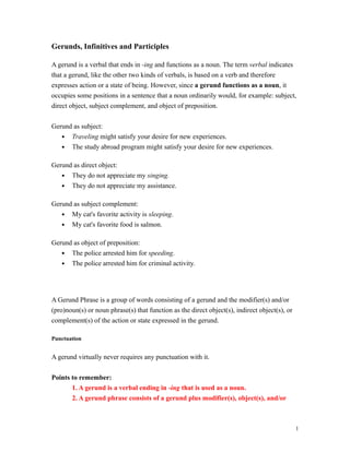 Gerunds Participles And Infinitives Worksheets